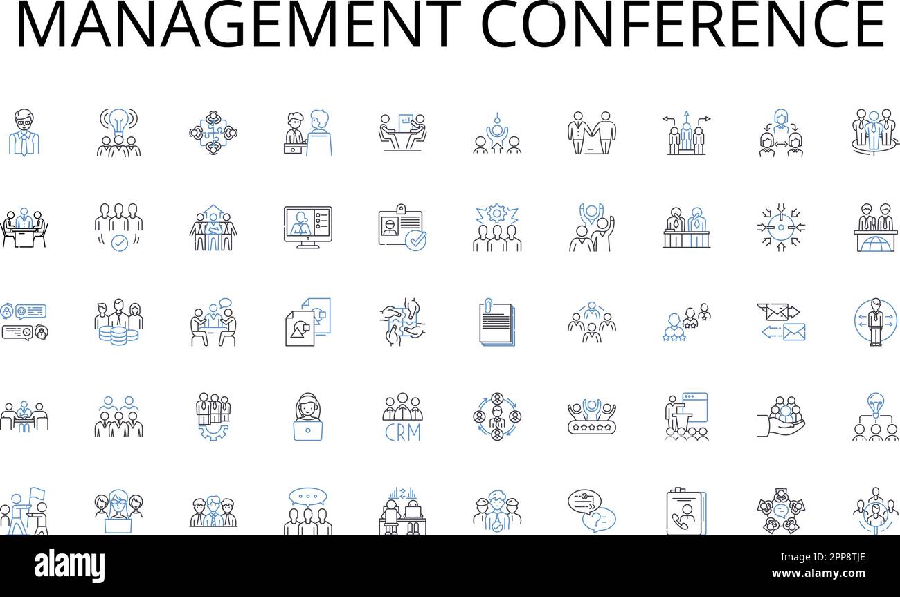 Management conference line icons collection. Entrepreneurship ...