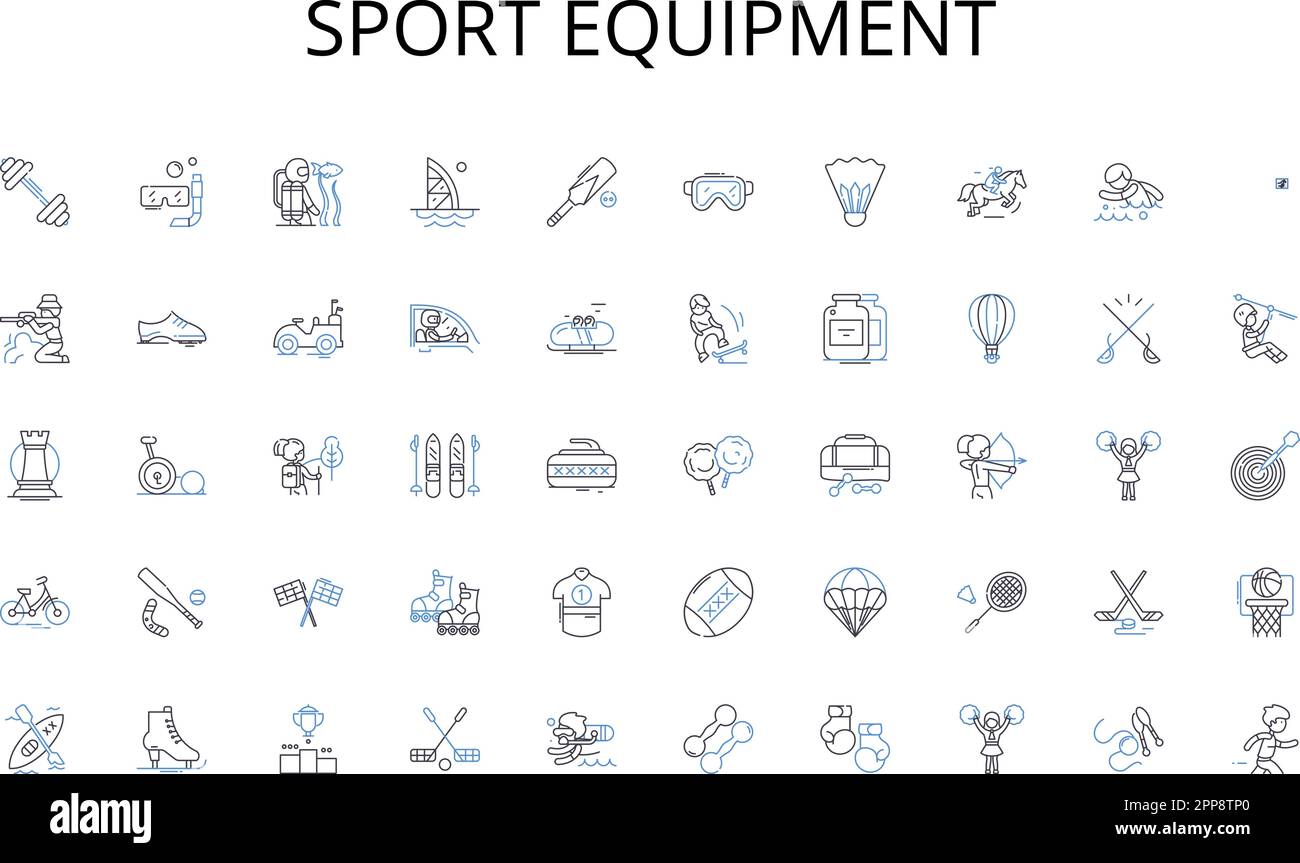 Sport equipment line icons collection. Set-up, Arrangement ... Sport equipment line icons collection. Set-up, Arrangement ...