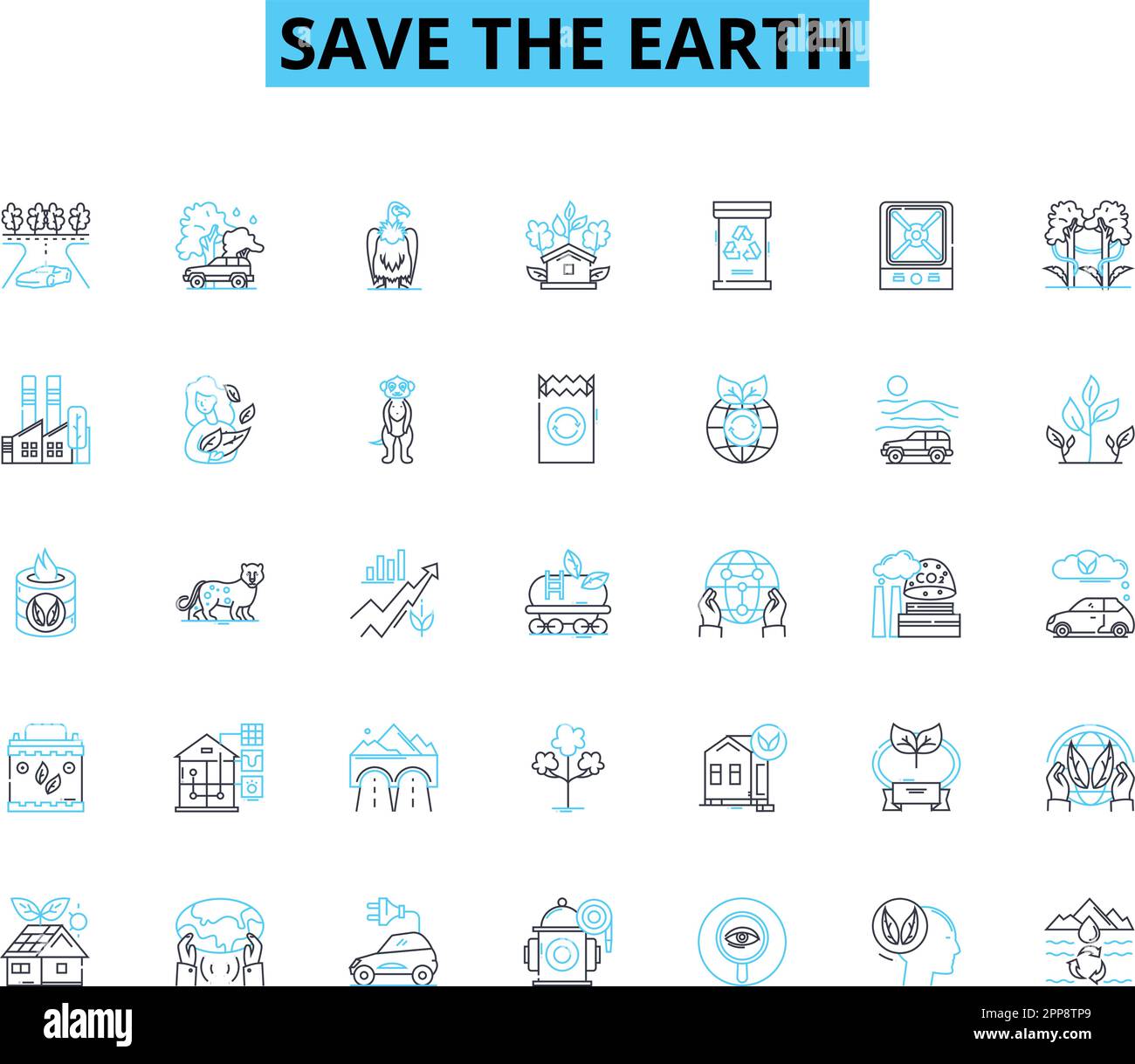 Save the earth linear icons set. Sustainability, Conservation, Recycling, Green, Protect ...