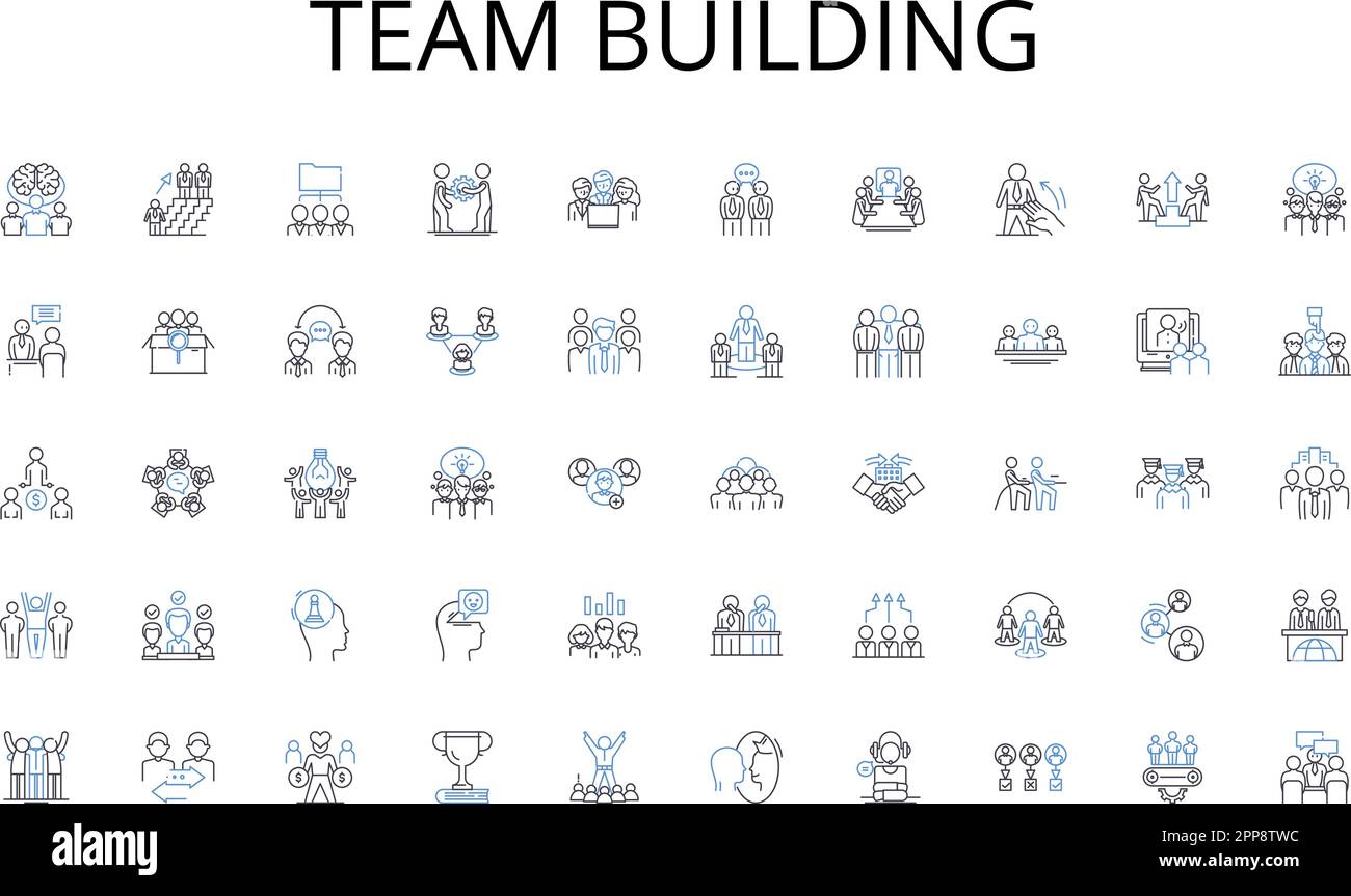 Team building line icons collection. Prestige, Recognition ...