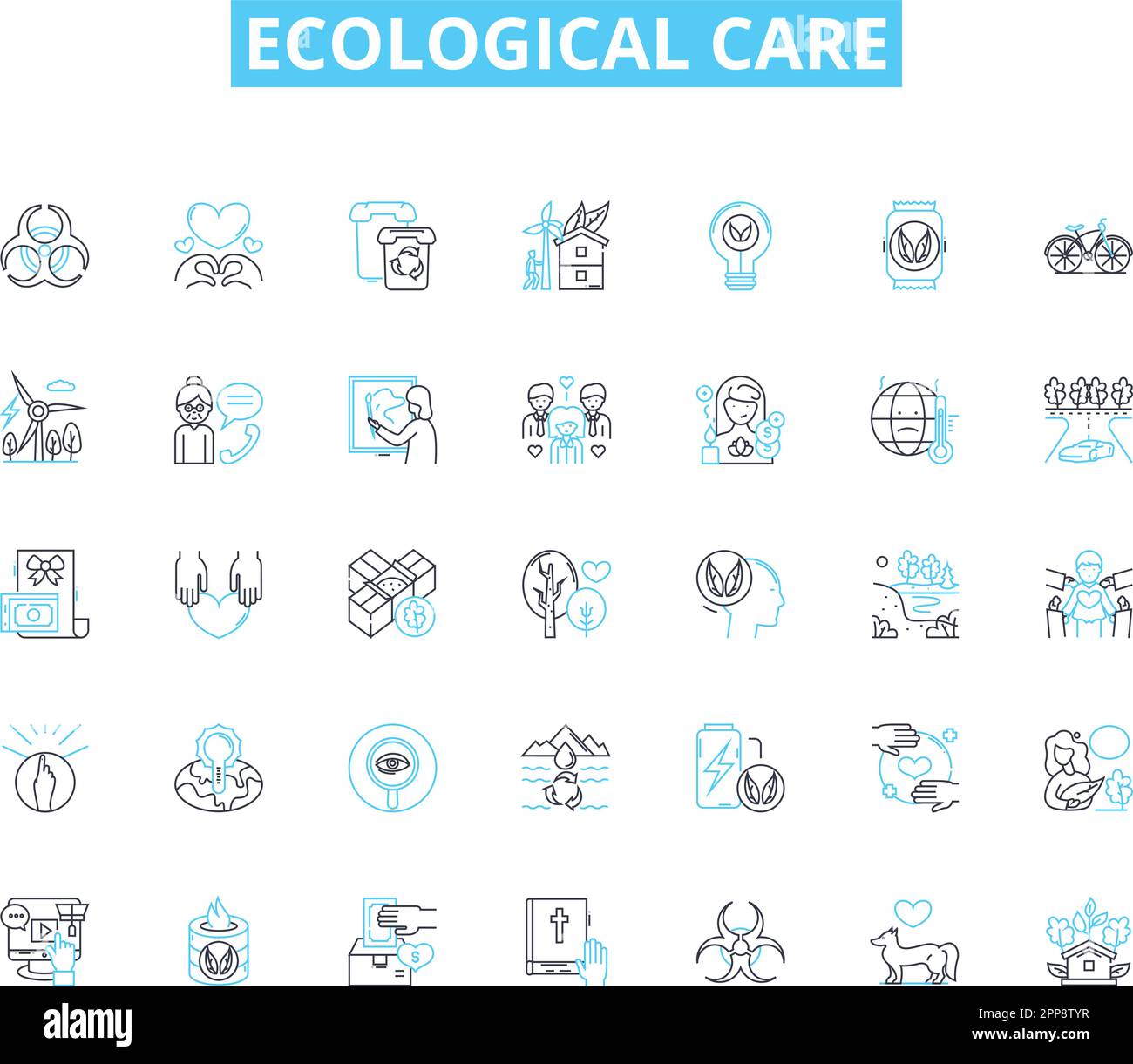 Ecological Care Linear Icons Set Biodiversity Conservation