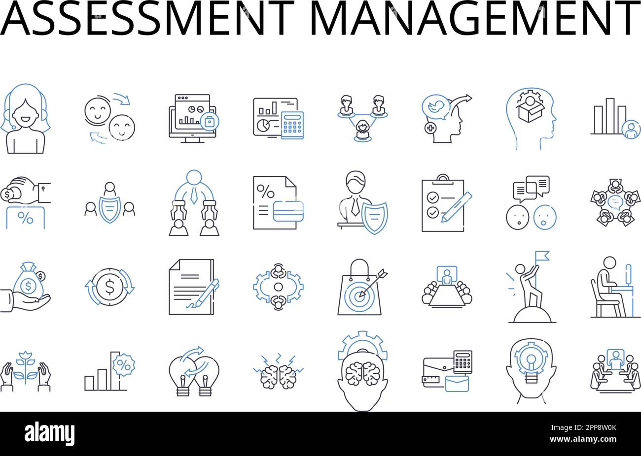 Assessment management line icons collection. Risk control, Budget ... Assessment management line icons collection. Risk control, Budget ...