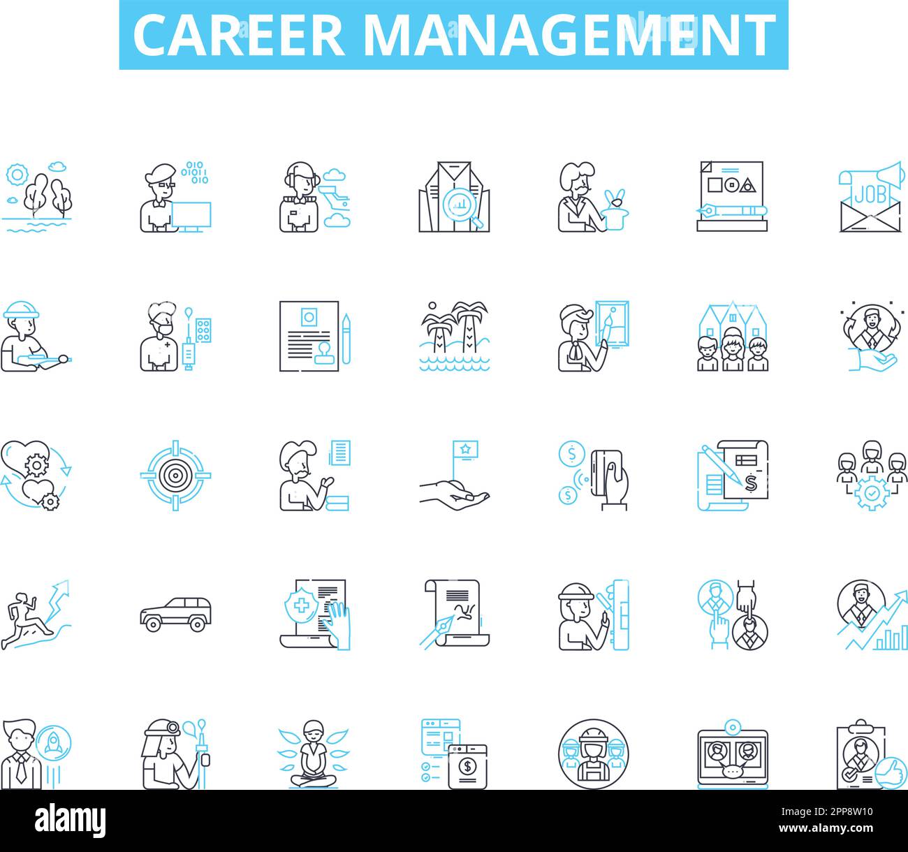 career management linear icons set. Planning, Development, Advancement ...
