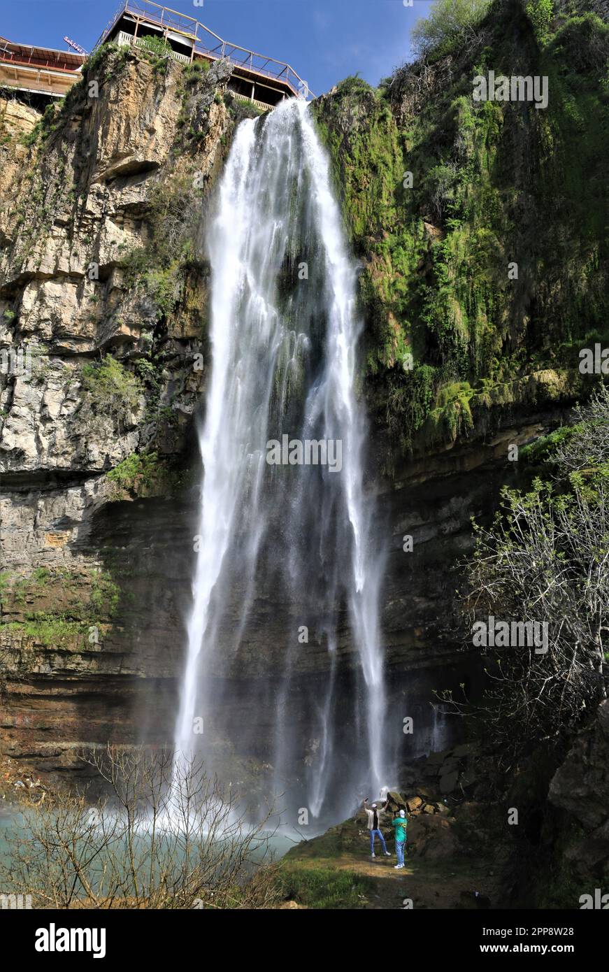 Beirut, Lebanon. 22nd Apr, 2023. Tourists visit the Jezzine Waterfall ...