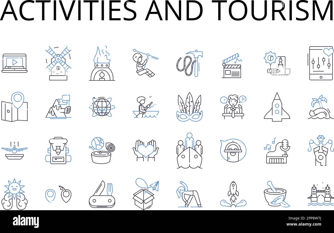 Activities and tourism line icons collection. Events and entertainment ...