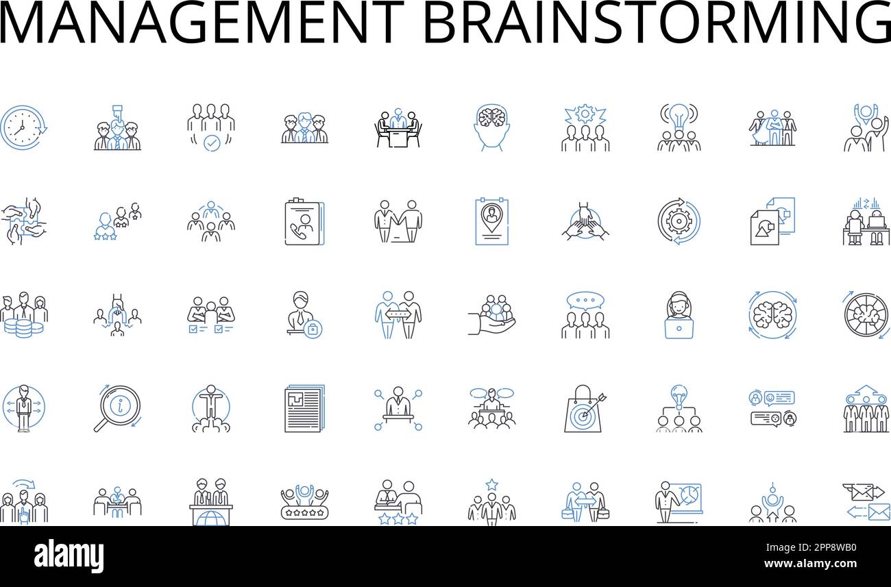 Management brainstorming line icons collection. Motivation, Health ...