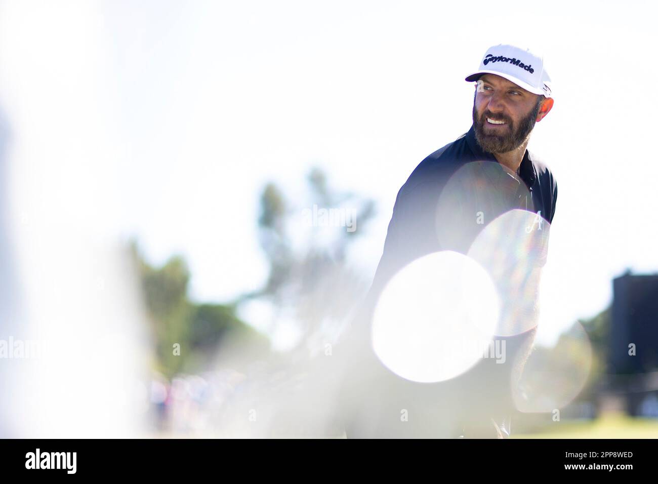 Captain Dustin Johnson of 4Aces GC seen on the driving range during the ...