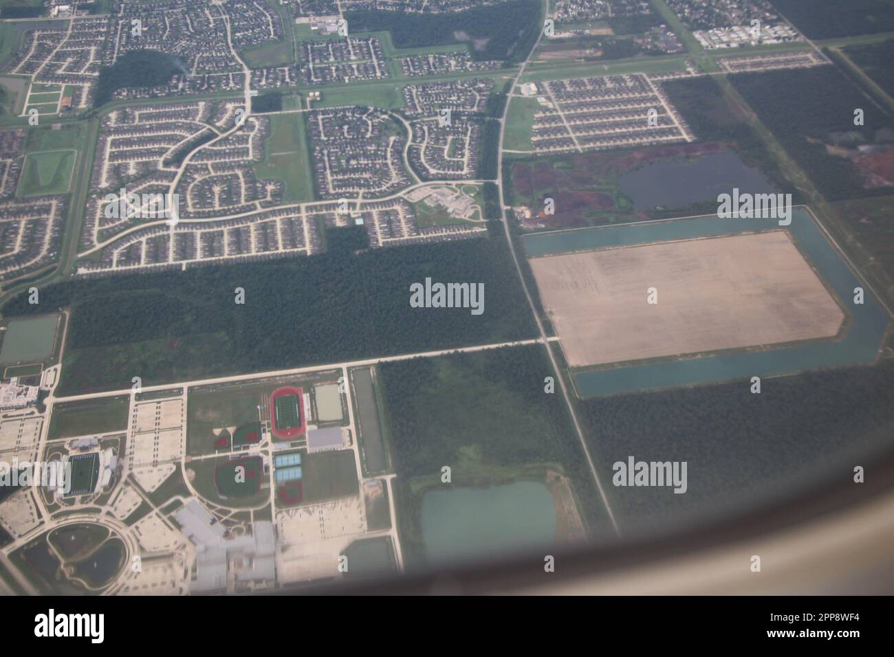 From above, the agricultural crop land stretches out in a patchwork of ...