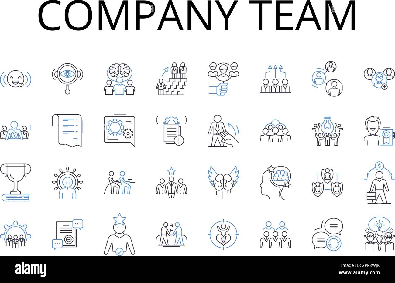 Company team line icons collection. Business group, Corporation squad ...