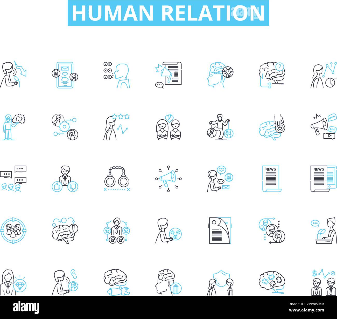 Human Relation Linear Icons Set Empathy Communication Trust