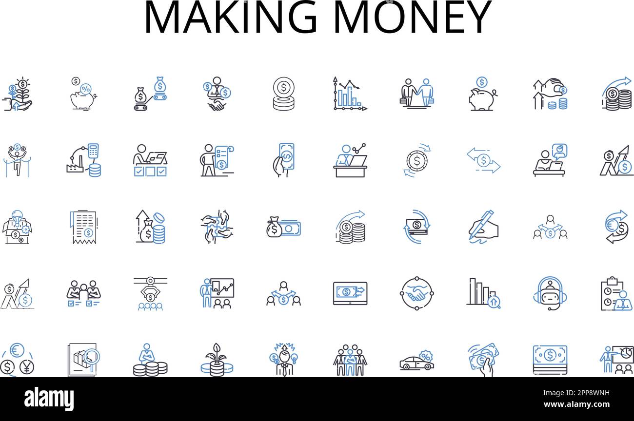 Making money line icons collection. Air, Climate, Environment ...