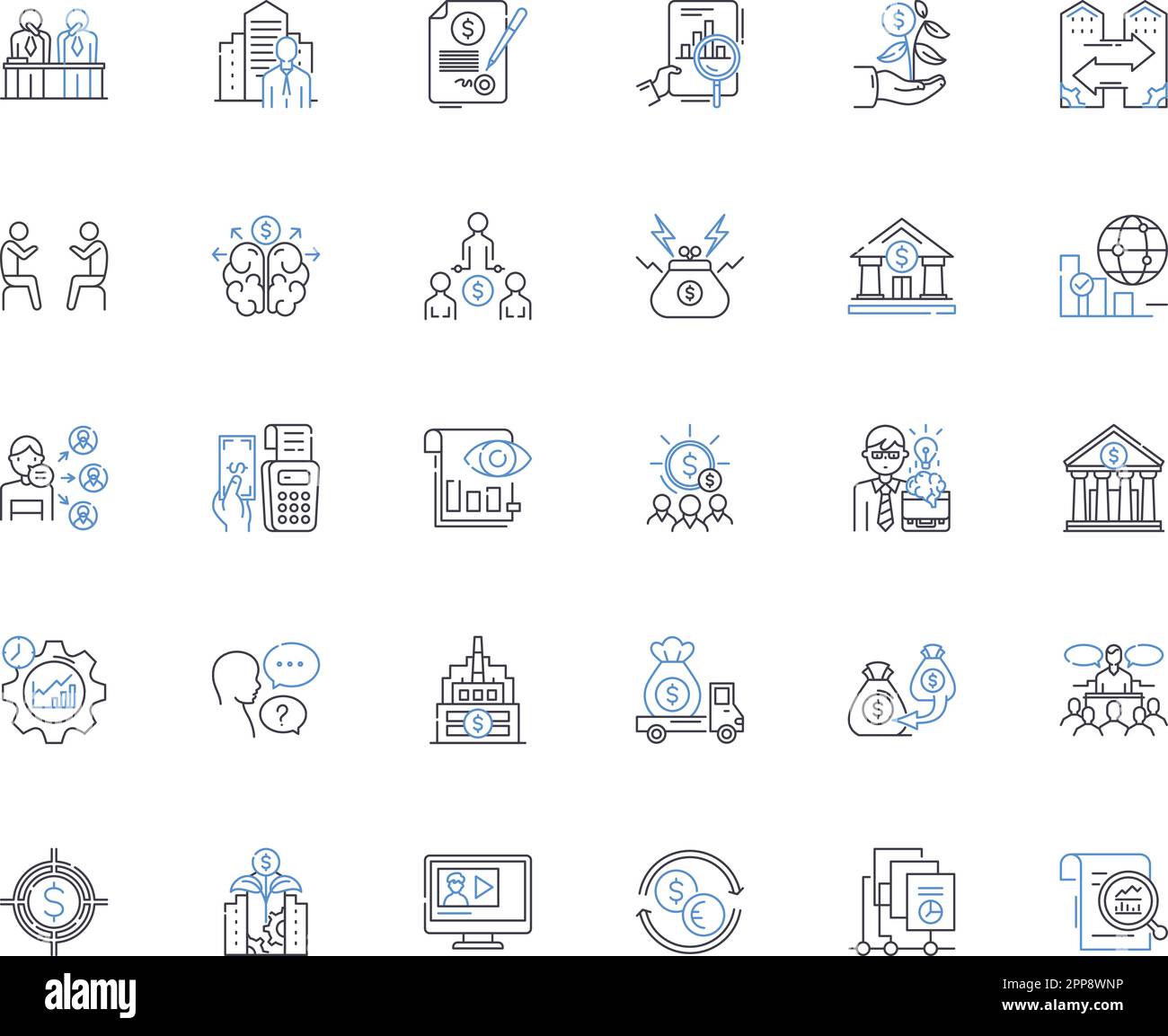 Trade line icons collection. Commerce, Barter, Exchange, Negotiate ...
