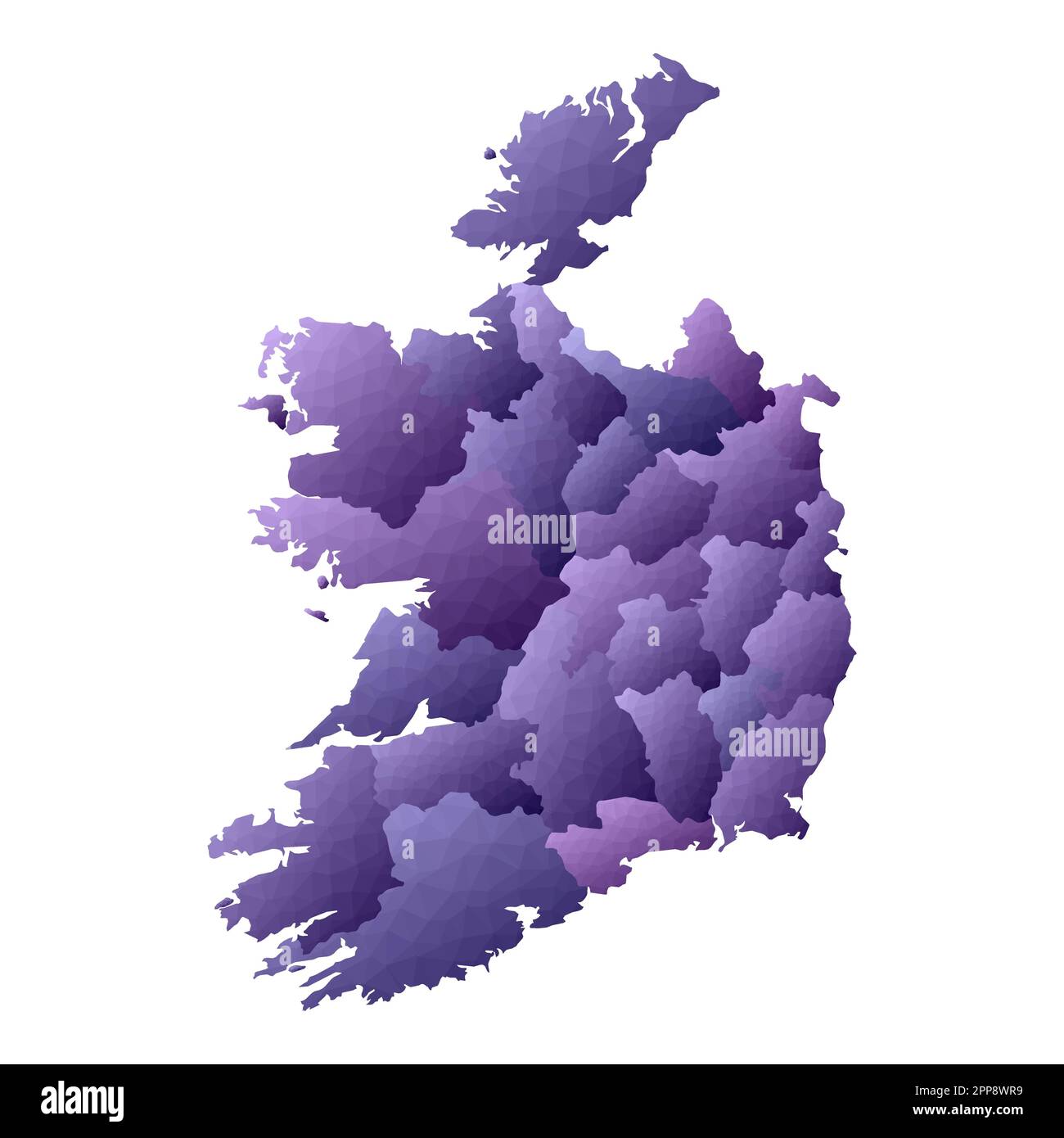 Ireland map. Geometric style country outline. Quaint violet vector ...