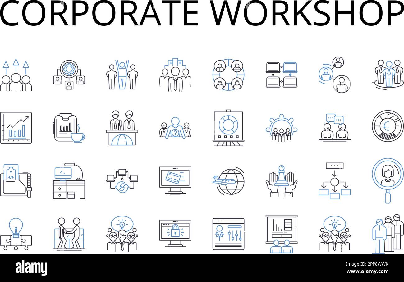 Corporate workshop line icons collection. Business seminar, Leadership retreat, Executive ...