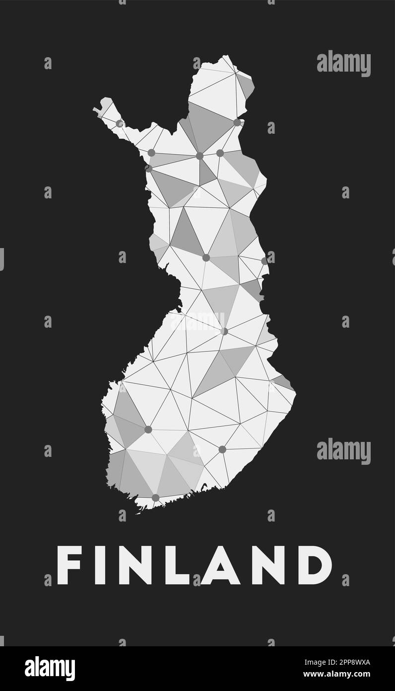 Finland - communication network map of country. Finland trendy ...