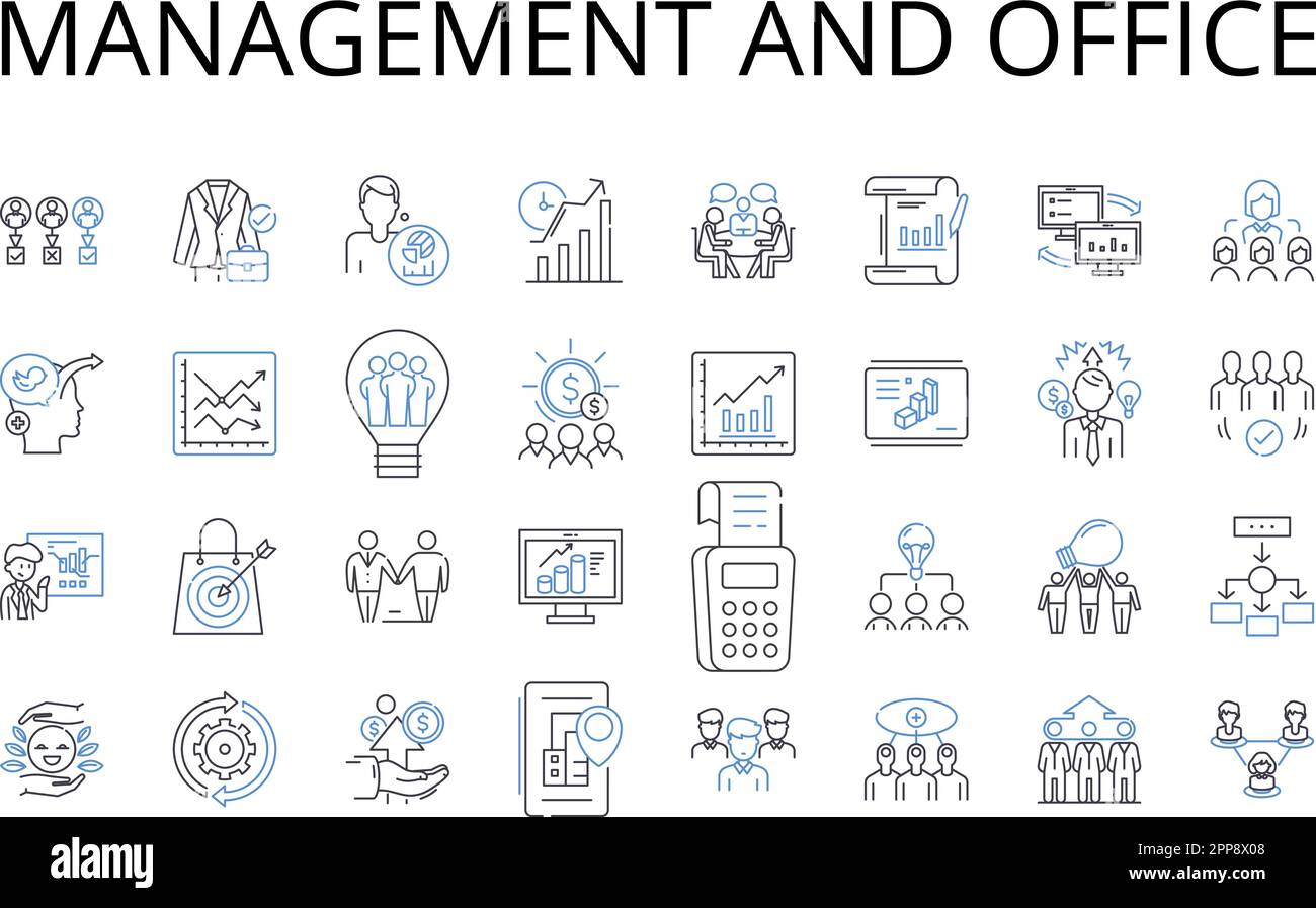 Management and office line icons collection. Marketing and advertising ...