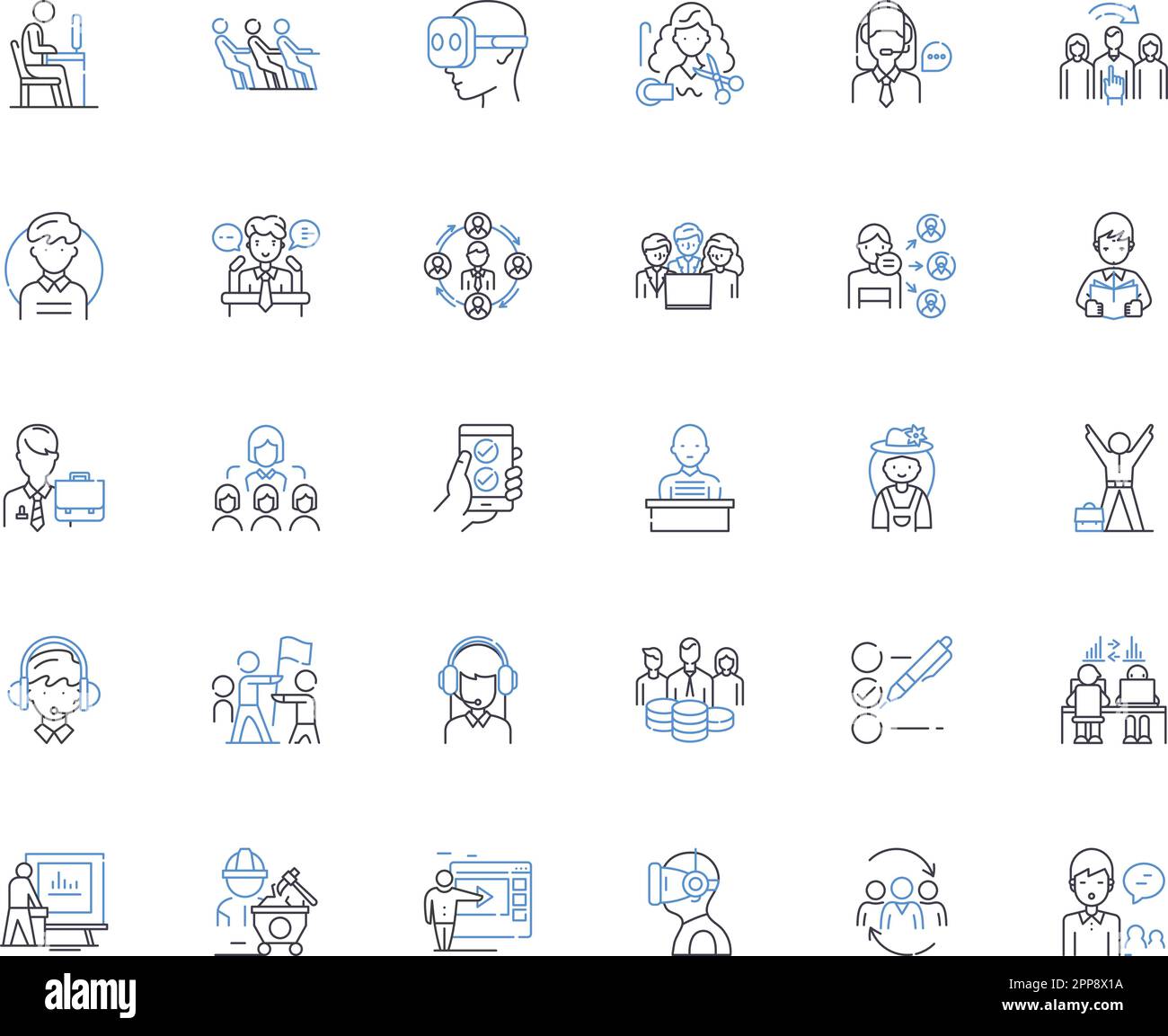 Administration staff line icons collection. Secretary, Receptionist ...