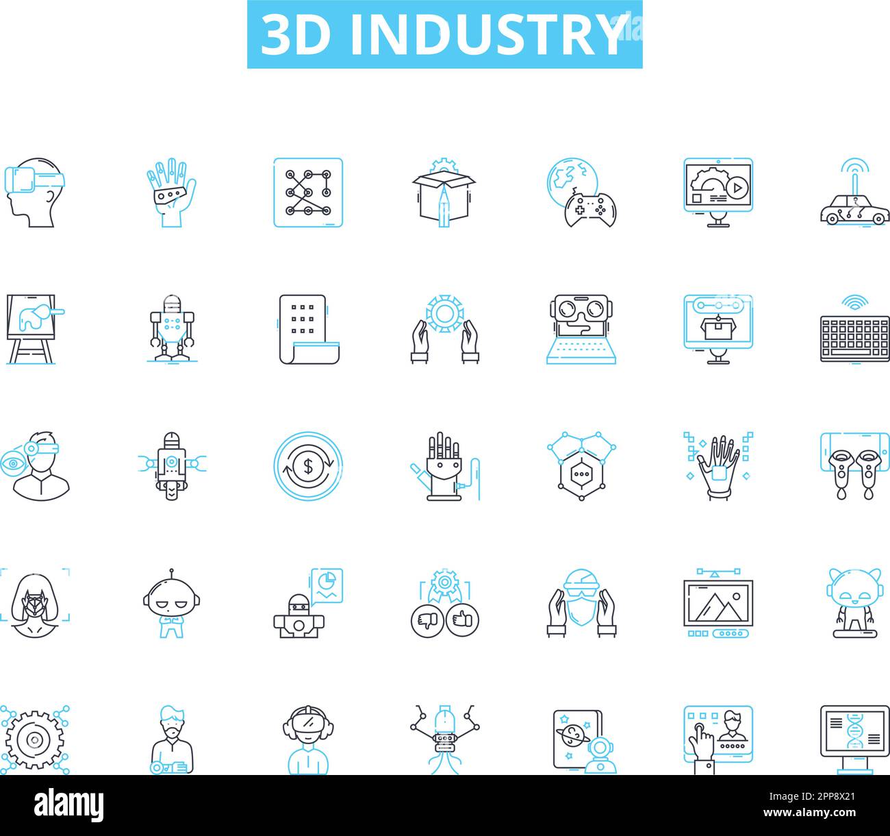 3d industry linear icons set. Modeling, Rendering, Animation, Sculpting ... 3d industry linear icons set. Modeling, Rendering, Animation, Sculpting ...