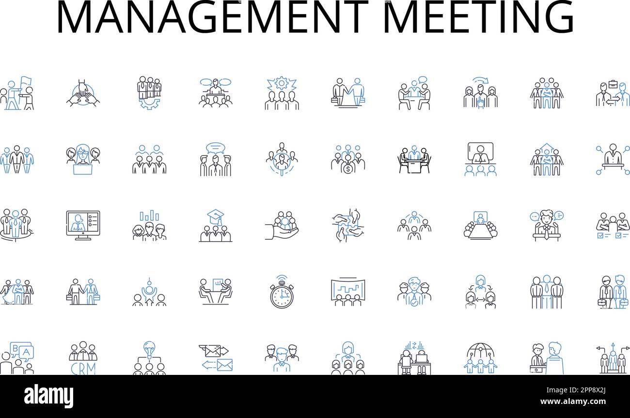 Management meeting line icons collection. Leadership, Strategy ...