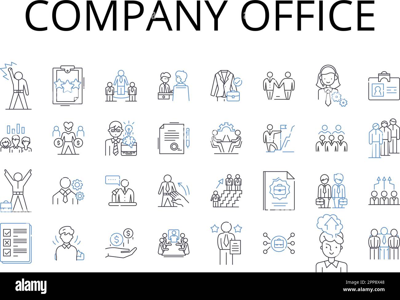 Company office line icons collection. Business hub, Enterprise center ...