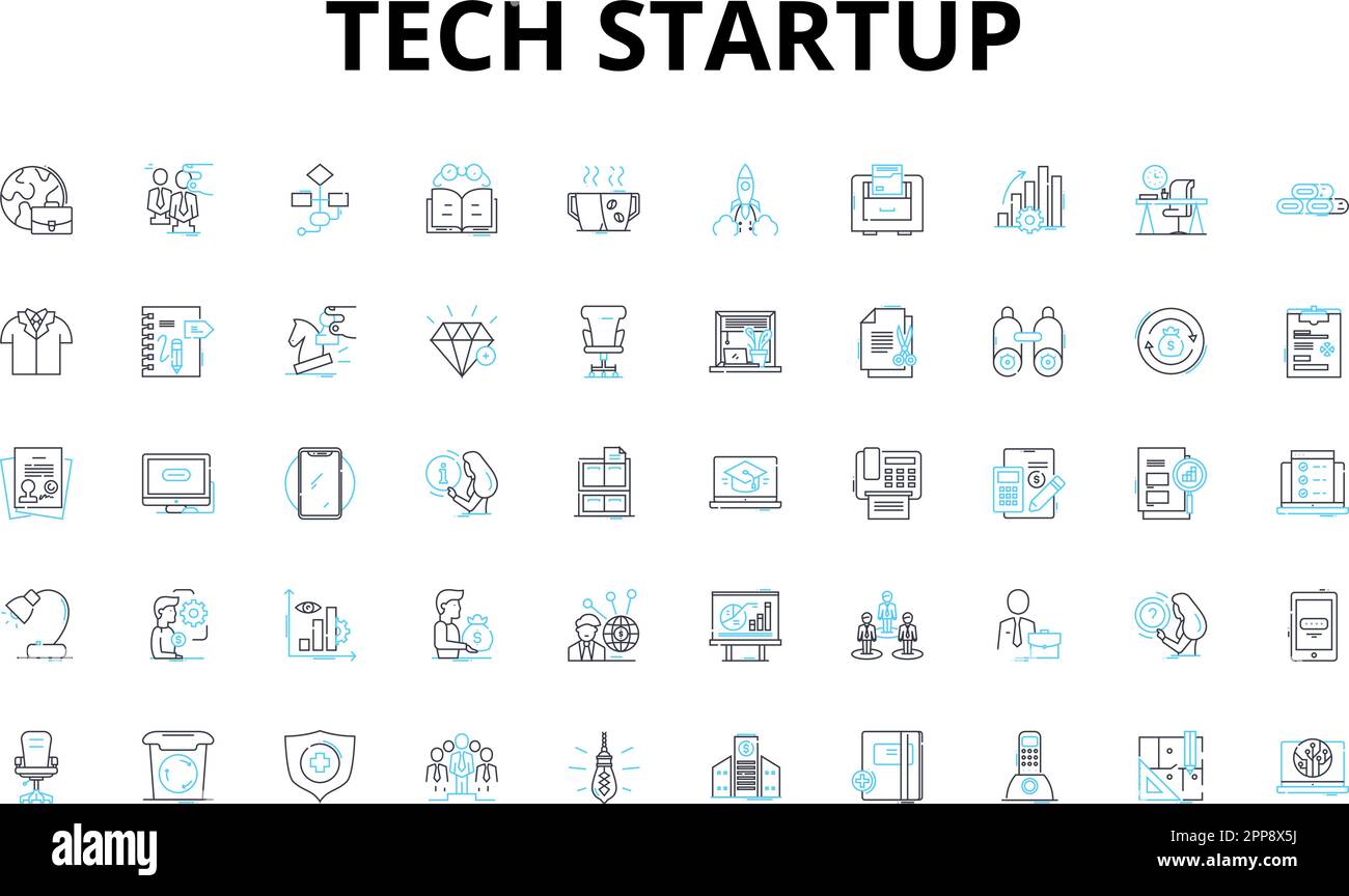 Tech Startup Linear Icons Set Nnovation Disruption Automation