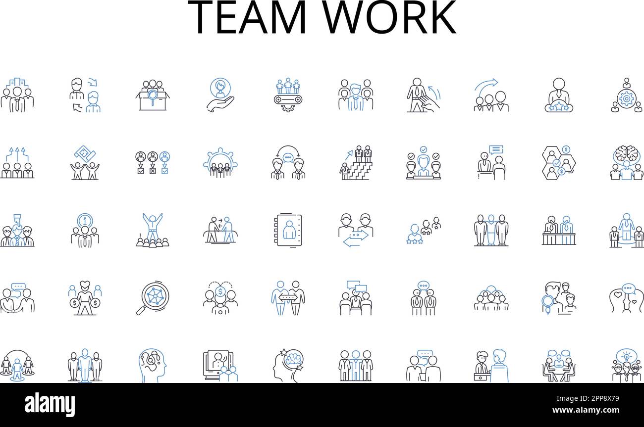 Team work line icons collection. Experience, Language, Customs ...