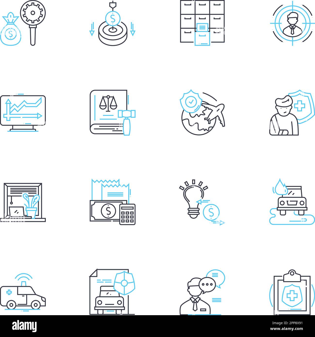 Business protection linear icons set. Security, Insurance ... Business protection linear icons set. Security, Insurance ...
