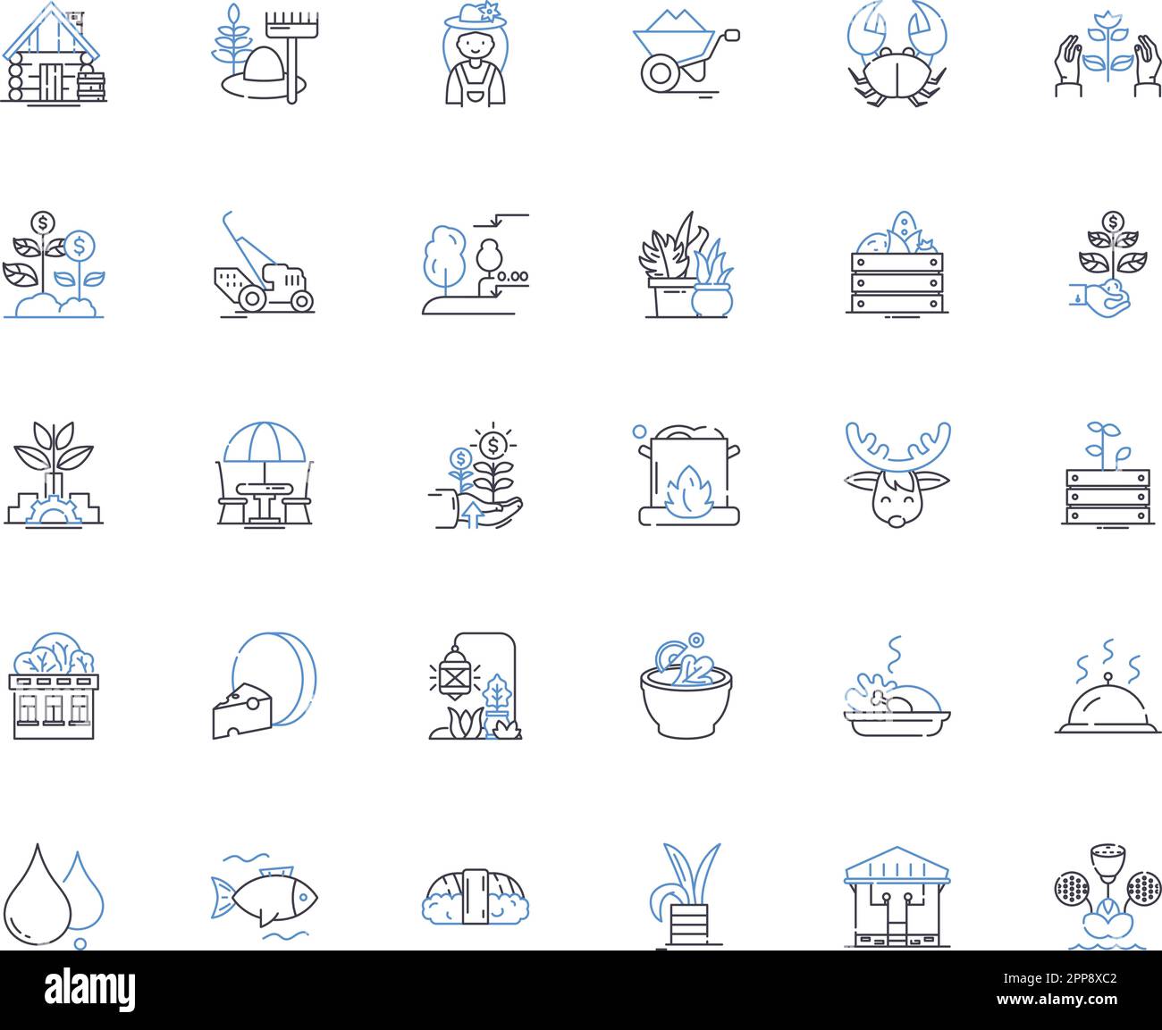 Agriculture industry line icons collection. Harvest, Crops, Soil ...