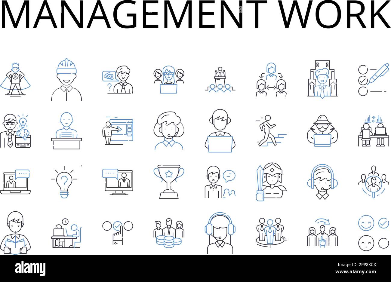 Management work line icons collection. Coordination collaboration ... Management work line icons collection. Coordination collaboration ...