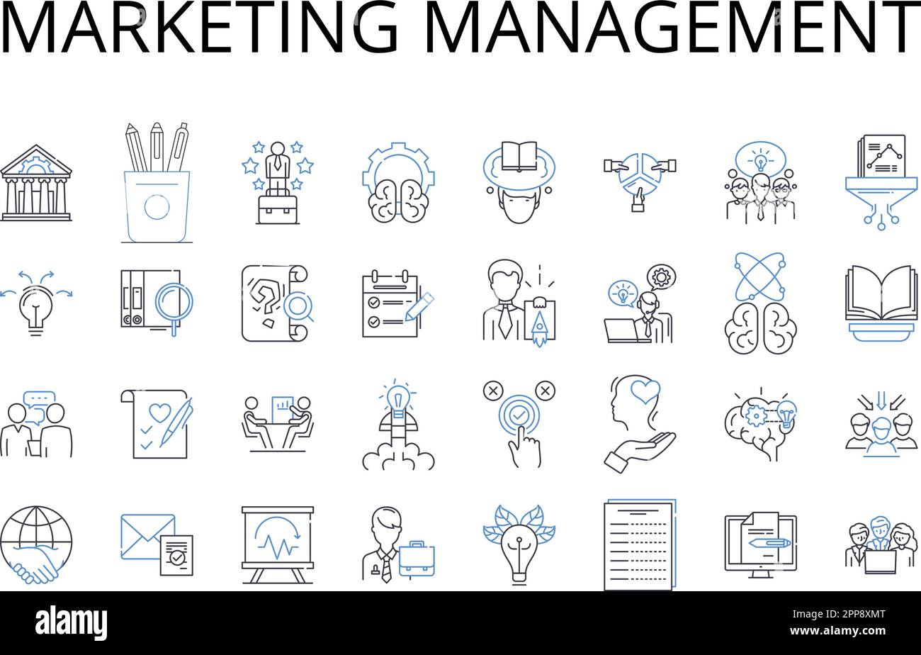 Marketing management line icons collection. Sales strategy, Business ...
