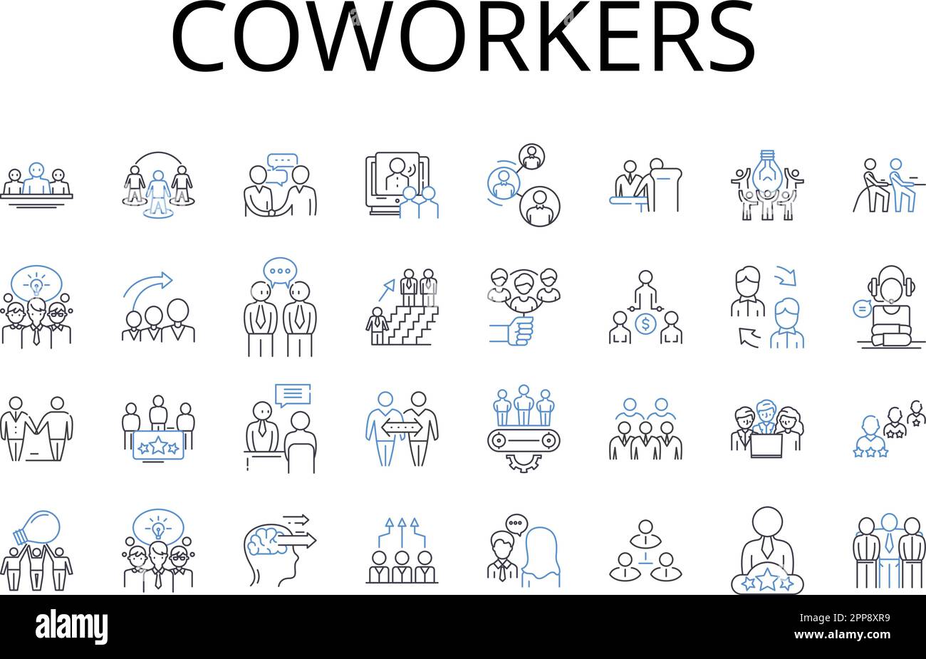 Coworkers line icons collection. Peers, Associates, Colleagues ...