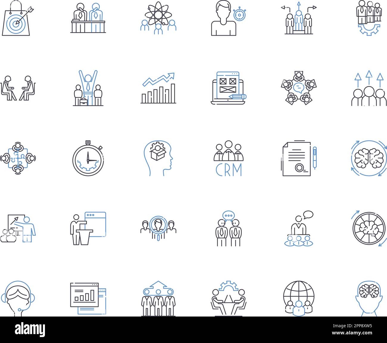 Cooperative Teamwork Line Icons Collection Collaboration Synergy