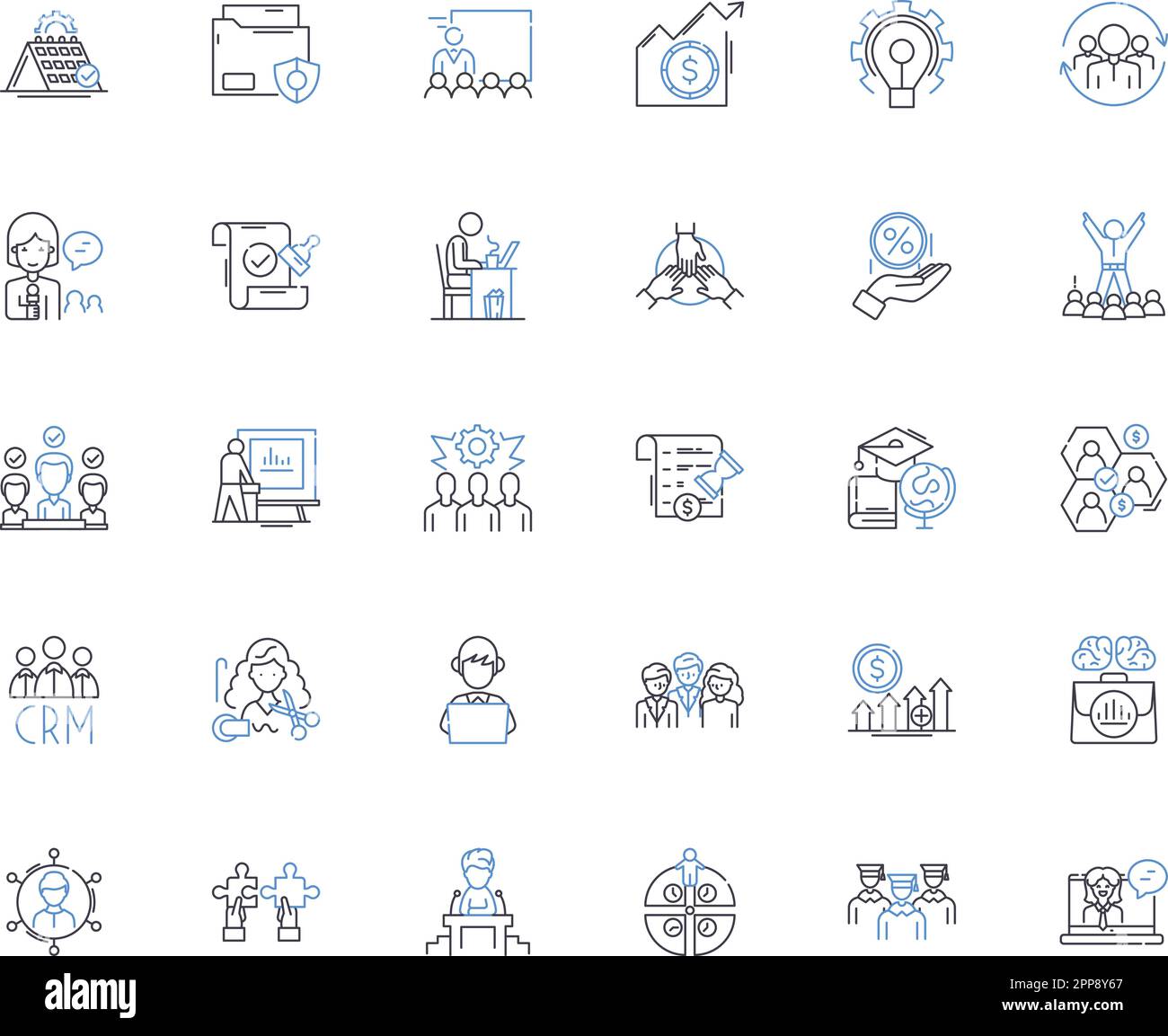 Labor Output Line Icons Collection Efficiency Productivity Output Performance Workload