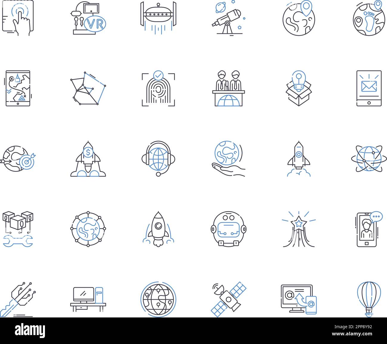 Cutting-edge science line icons collection. Nanotechnology, Robotics ...