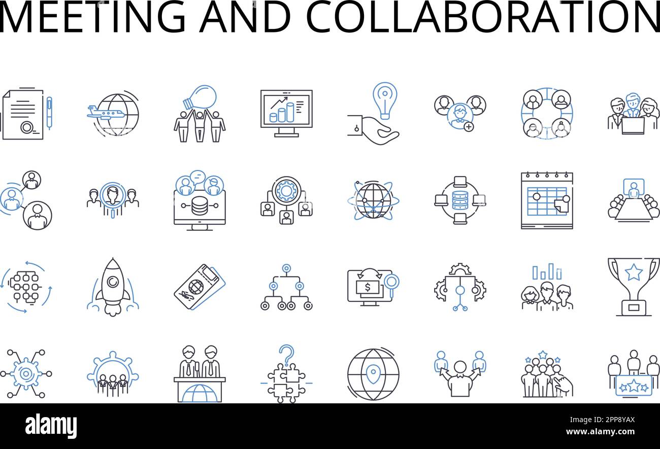 Meeting and collaboration line icons collection. Discussion and conversation, Decision-making ...
