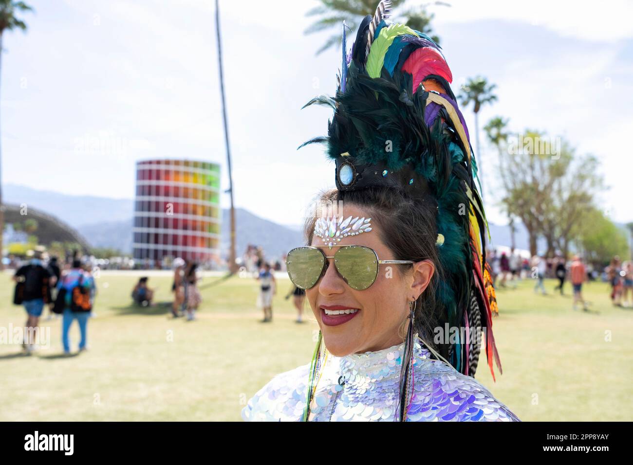 A festivalgoer is seen at the Coachella Music and Arts Festival at the ...