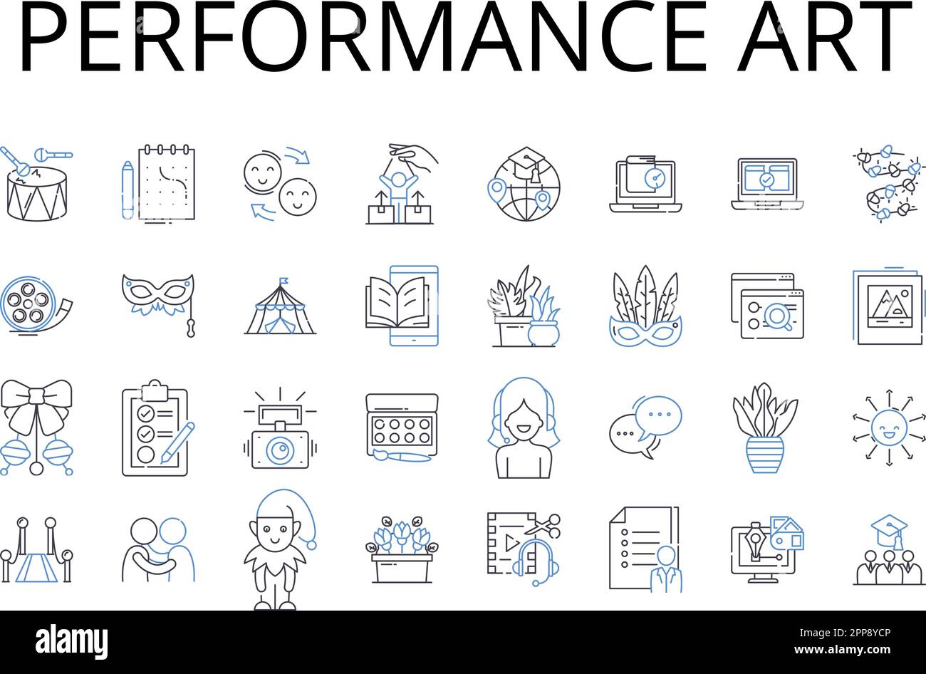 performance art line icons collection. visual arts, decorative arts, fine arts, liberal arts ...