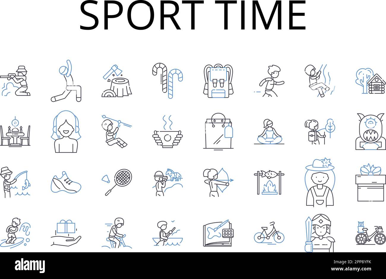 Sport time line icons collection. Pastime, Athleticism, Games ...
