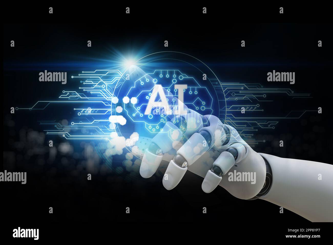 robot ai with hand robot pointing AI technology digital graphic design ...