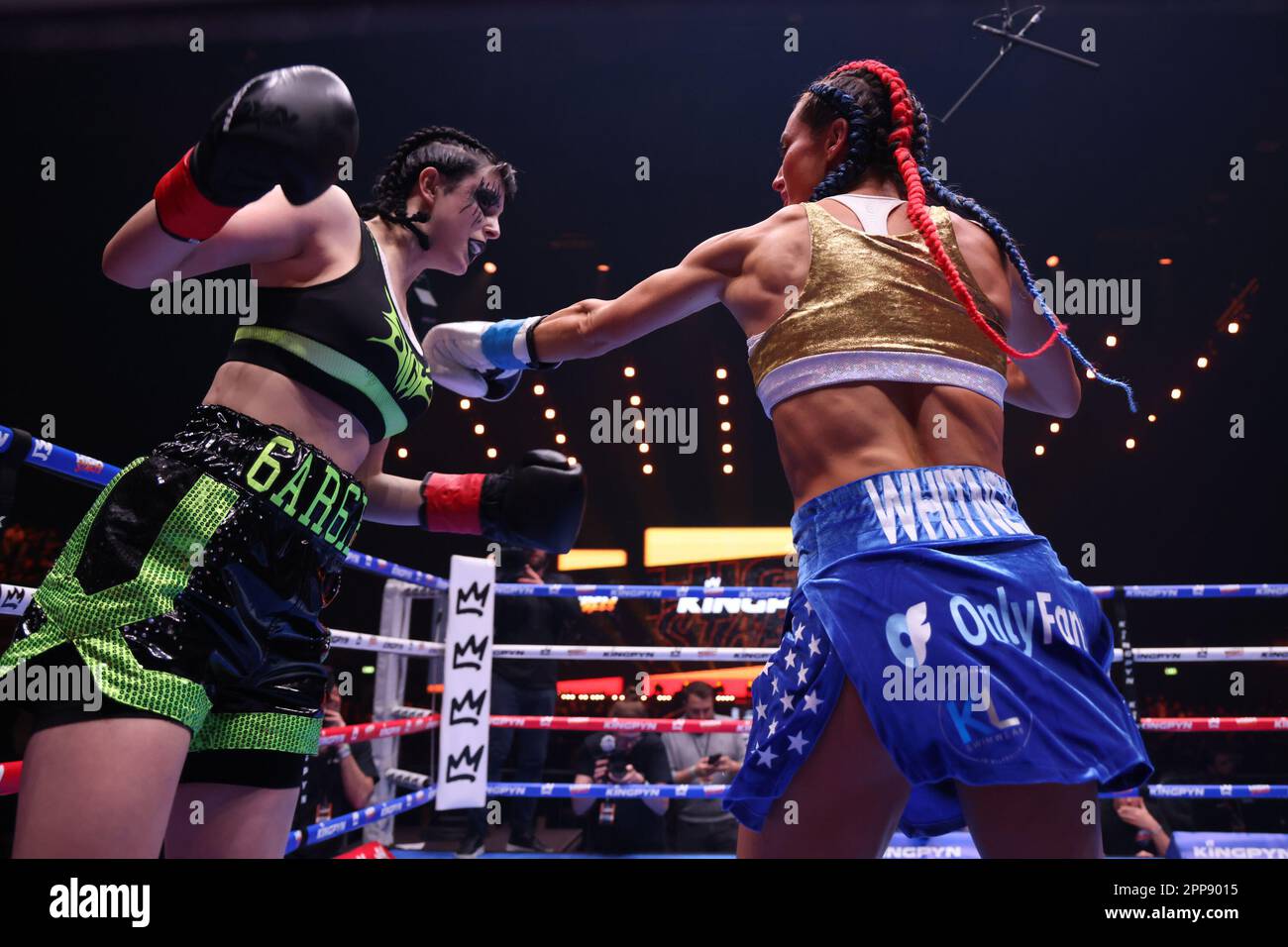 LONDON, UK - APRIL 22: Avery Pongracz battles Whitney Johns in their ...