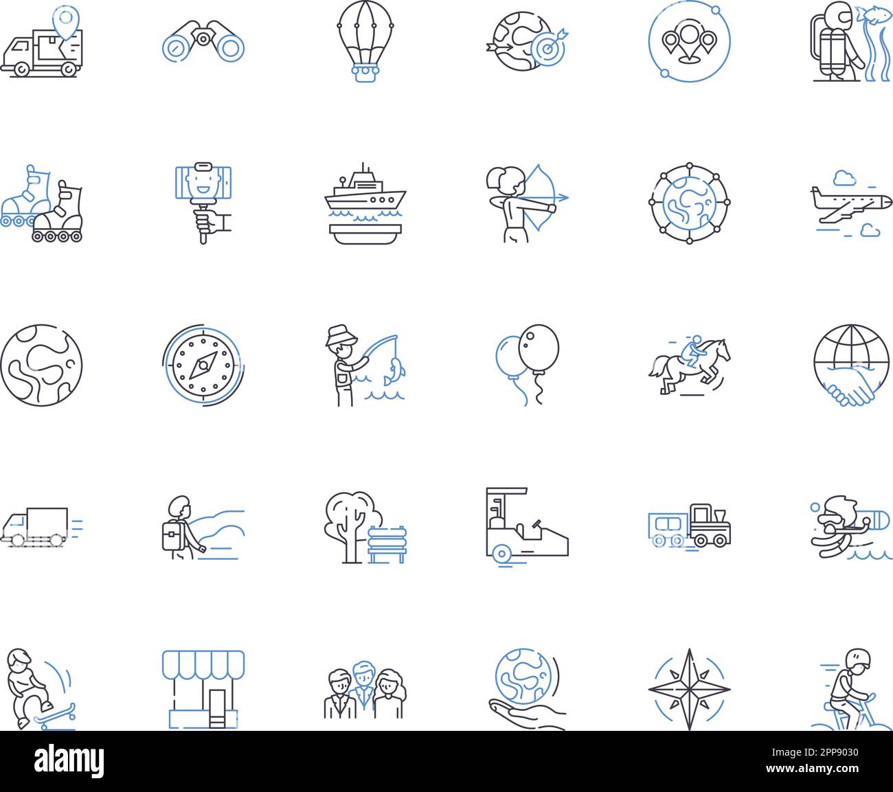 Exploration line icons collection. adventure, discovery, curiosity ...