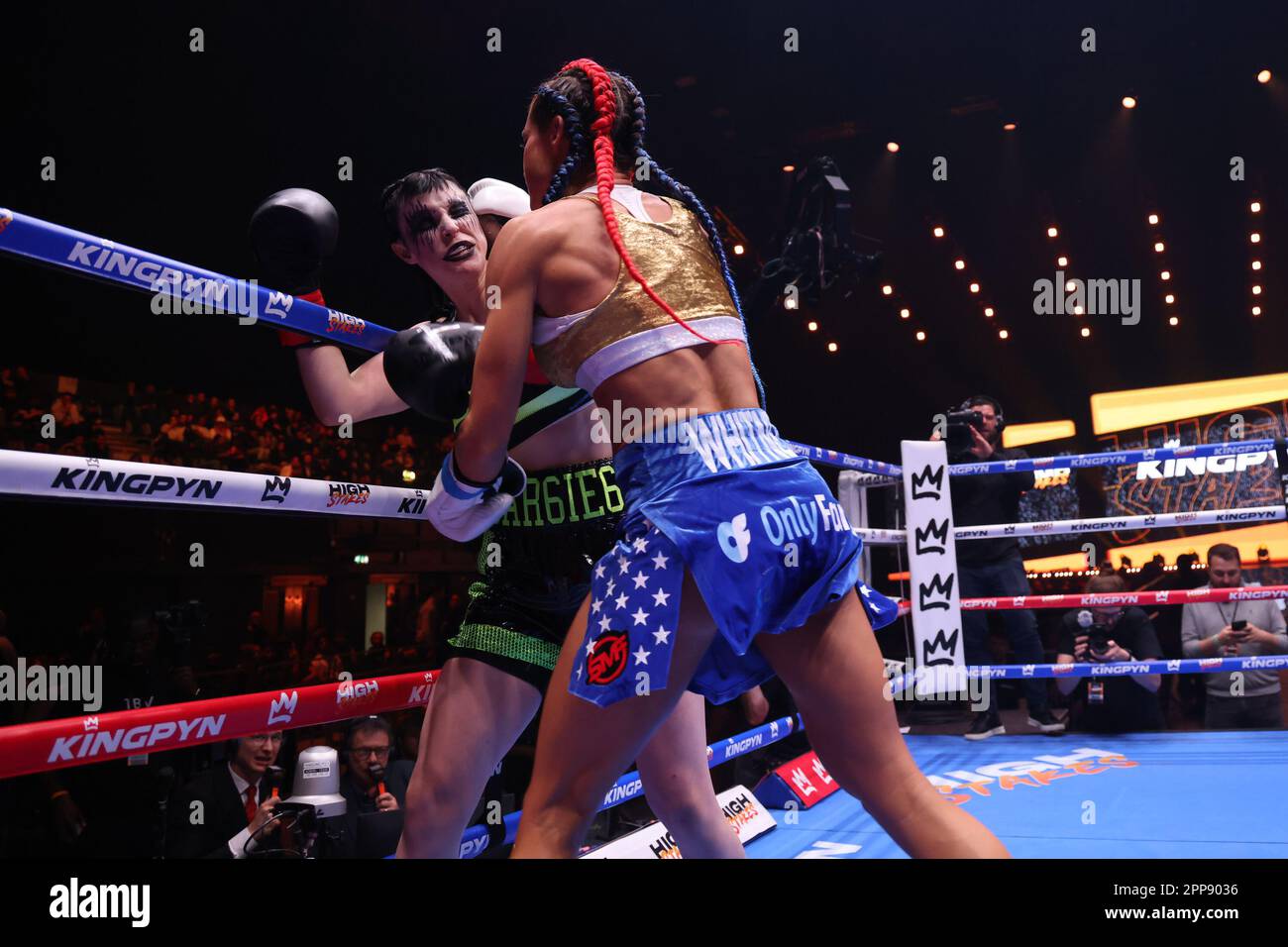 LONDON, UK - APRIL 22: Avery Pongracz battles Whitney Johns in their ...
