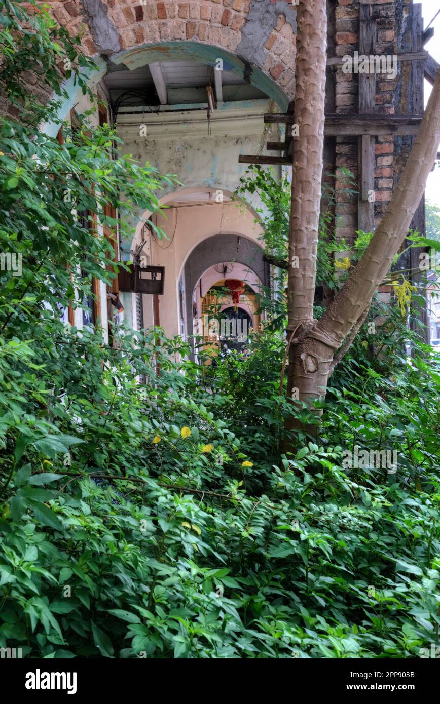 scene of some deserted buildings by the roadside Stock Photo - Alamy