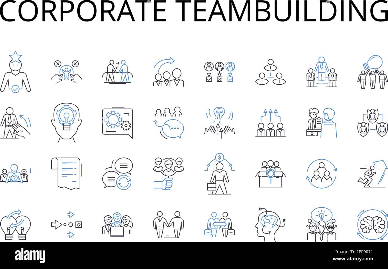Corporate teambuilding line icons collection. Strategic planning ... Corporate teambuilding line icons collection. Strategic planning ...