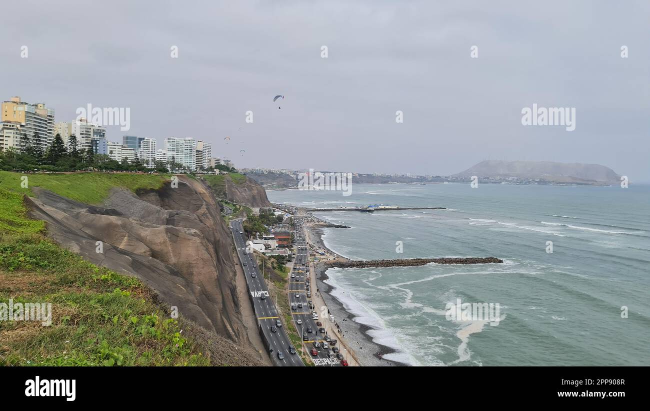 Lima boardwalk is a scenic oceanfront promenade in Lima, Peru. It ...