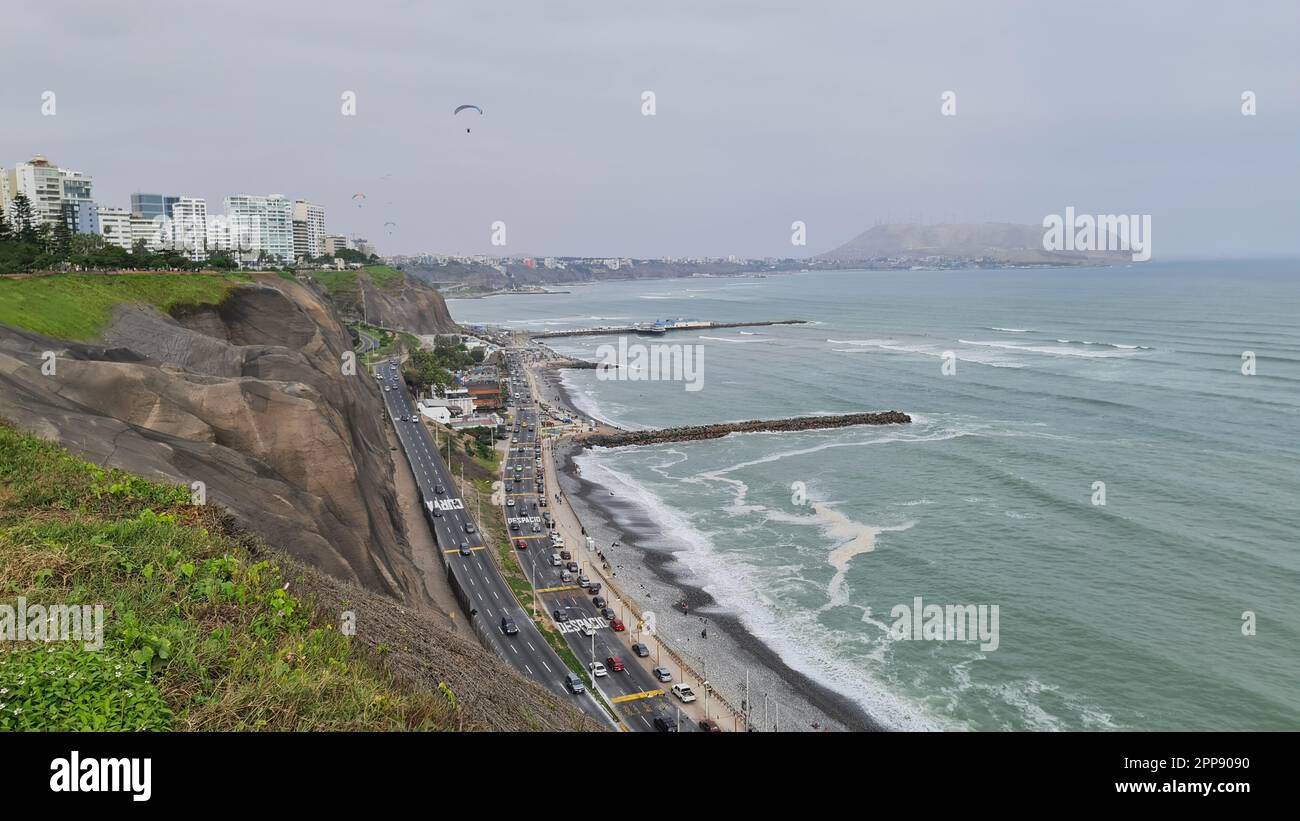 Lima boardwalk is a scenic oceanfront promenade in Lima, Peru. It ...