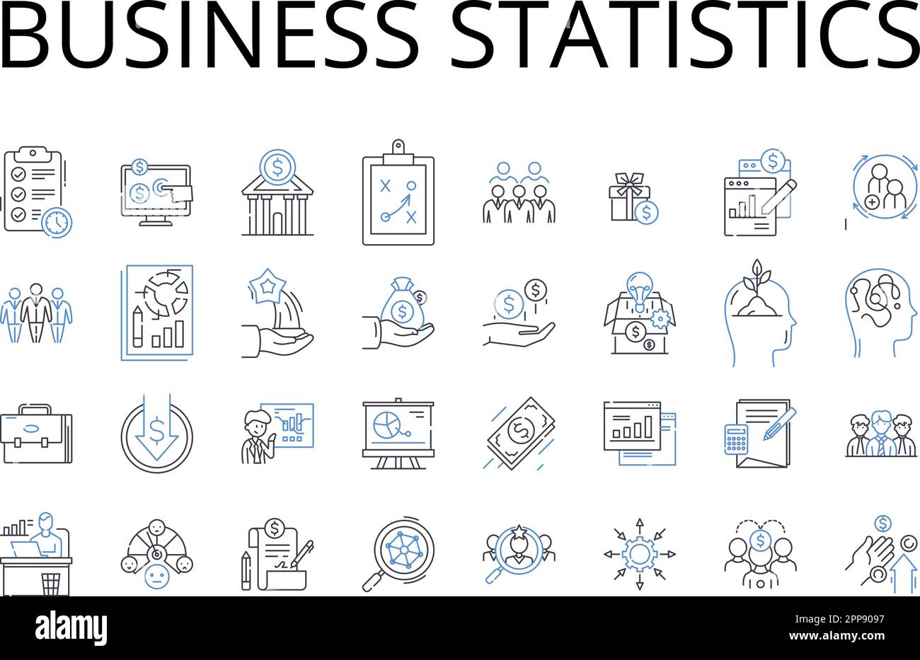 Business statistics line icons collection. Social psychology, Ecology ...
