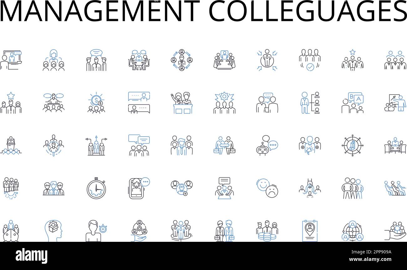 Management colleguages line icons collection. Vision, Planning ...