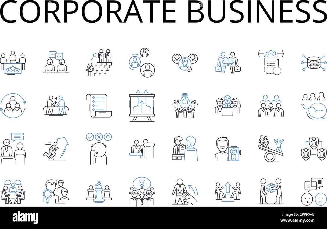 Corporate business line icons collection. Governmental administration ...