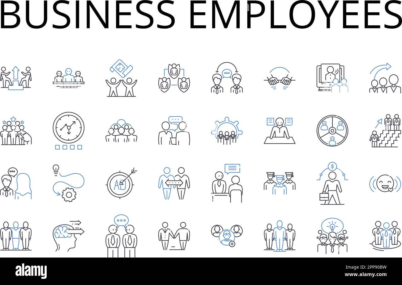 Business employees line icons collection. Workplace colleagues, Company ...
